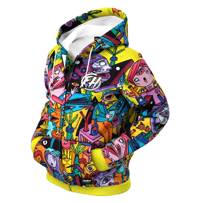 Yellow World Zip Up Hoodie
