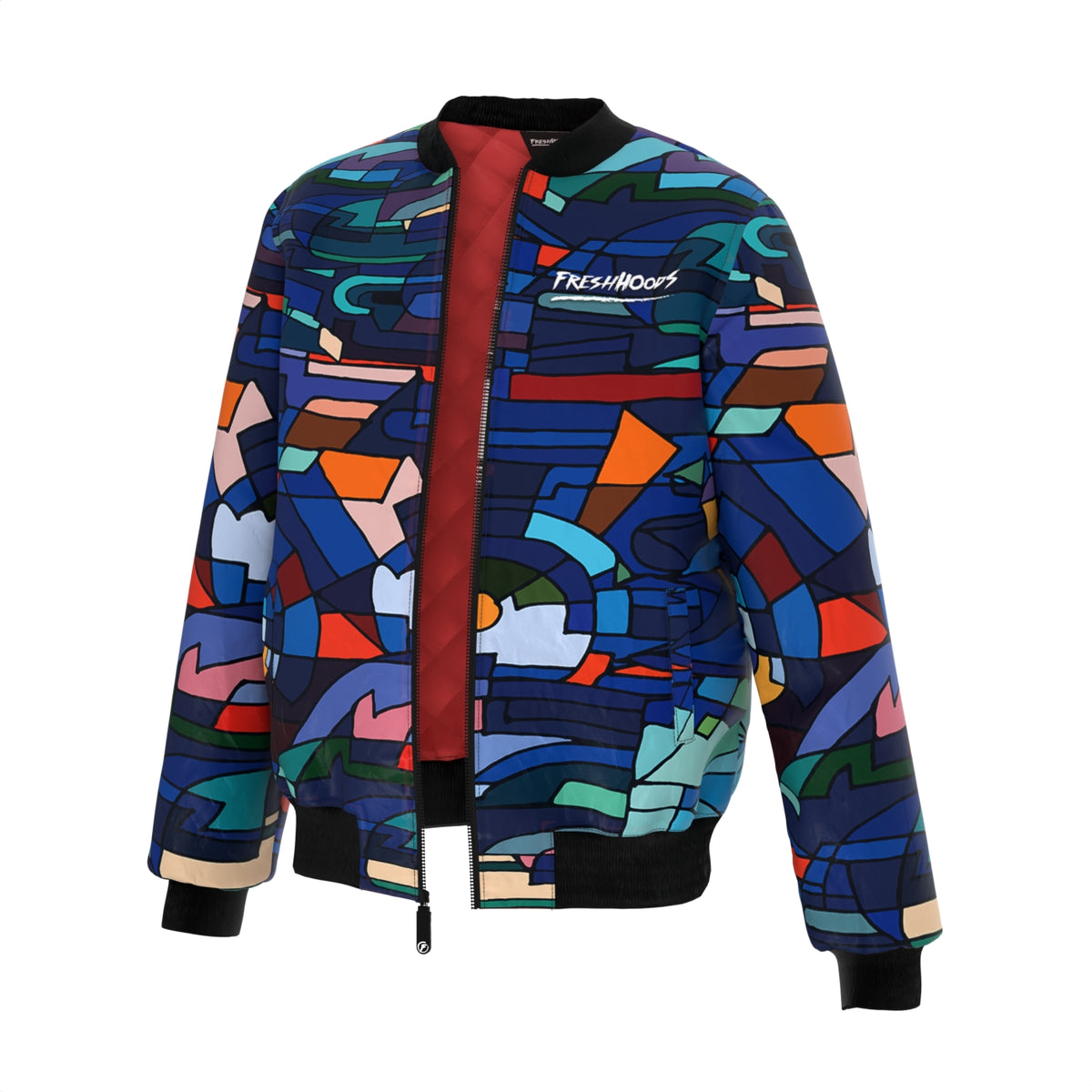 Abstract Mosaic Bomber Jacket
